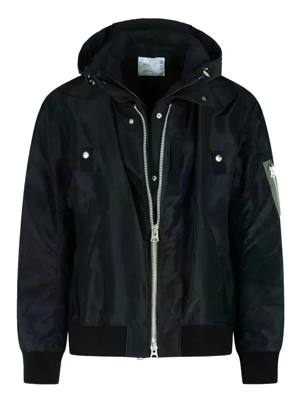 Sacai Zip-front Hooded Jacket - Black