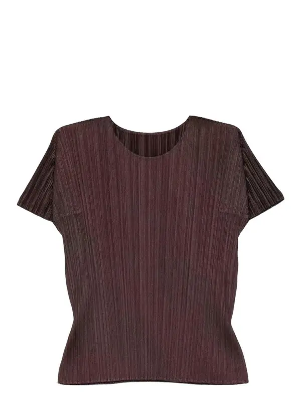 Issey Miyake Pleated Crew-neck Top - Brown
