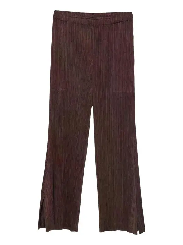 Issey Miyake Plissé Split-hem Trousers - Brown