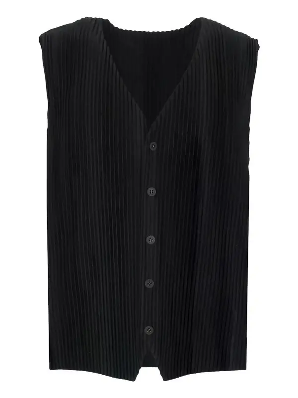 Issey Miyake Pleated Button-fastening Vest - Black