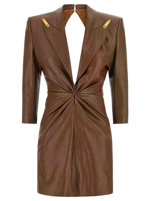 Elisabetta Franchi Peak-lapel Mini Dress - Brown