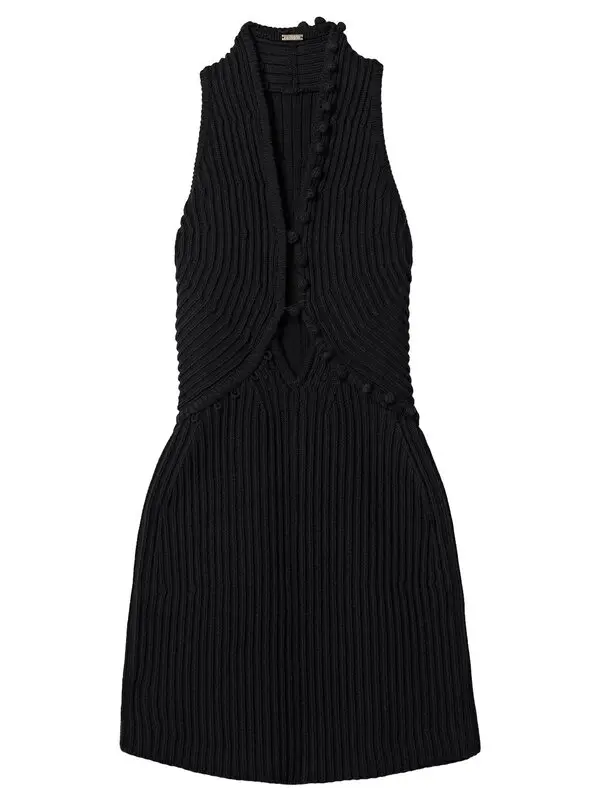 Cult Gaia Vivienne Cutout Ribbed Cotton Mini Dress - Black