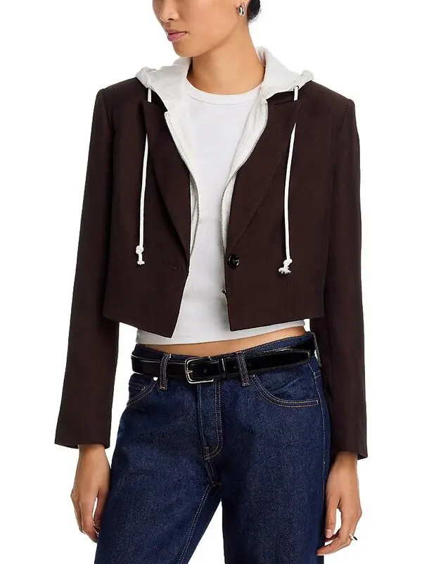 SIX FIFTY Drew Twofer Cropped Blazer - Chocolate