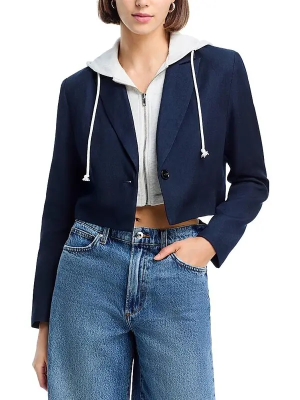 SIX FIFTY Drew Twofer Cropped Blazer - Navy