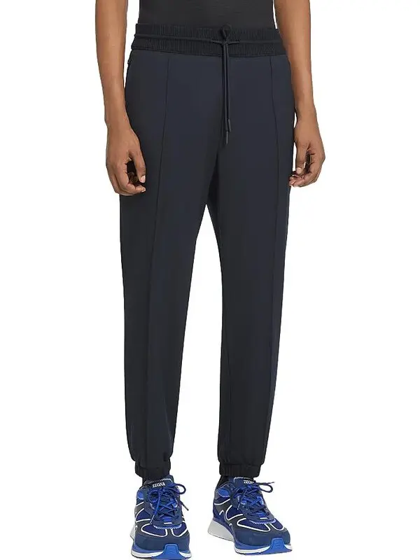 Zegna High Performance Wool Joggers - Navy Blue