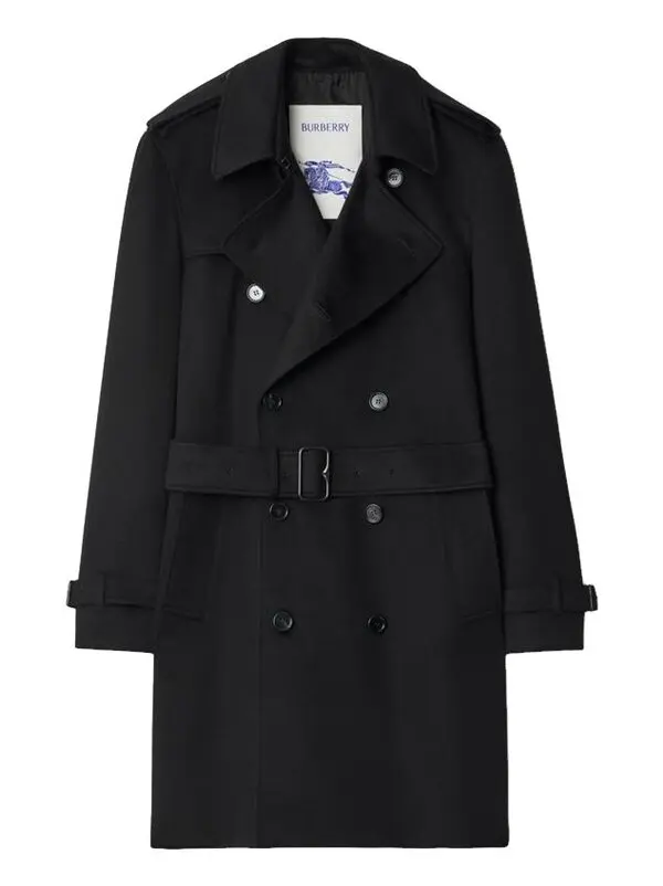 Burberry Mid-length Cashmere Trench Coat - Black