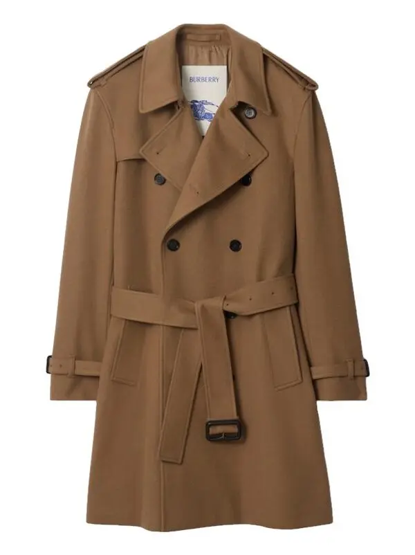 Burberry Mid-length Cashmere Trench Coat - Camel Beige