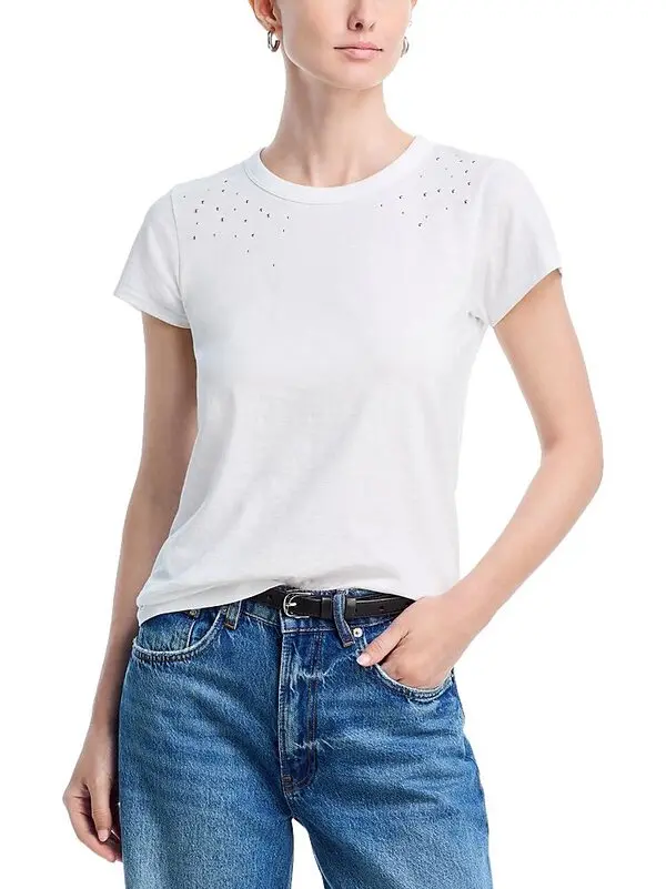Rag & Bone Ombre Stud Tee - White
