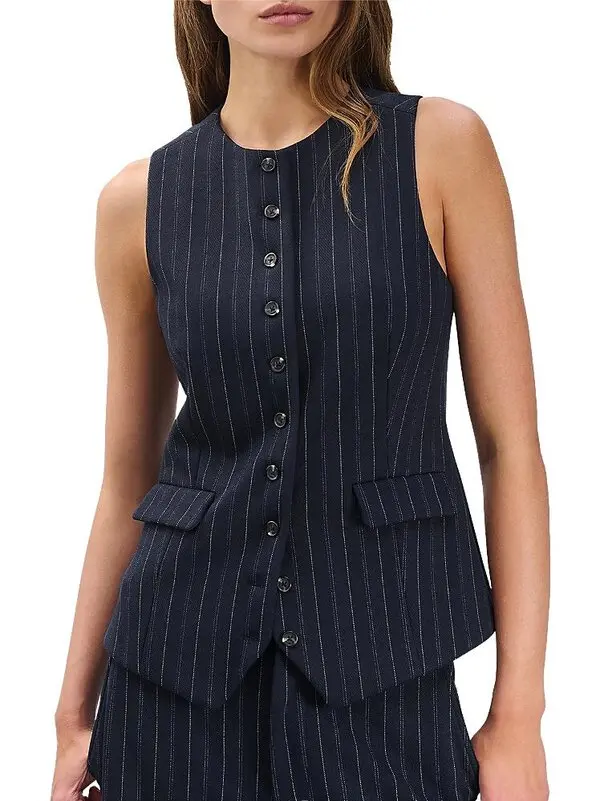 Rag & Bone Irina Ponte Plaid Long Vest - Navy Multi