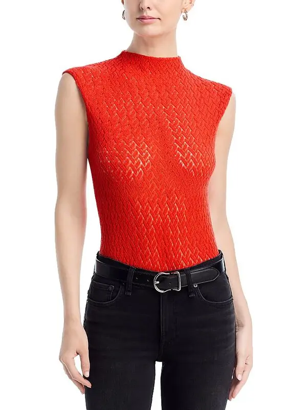 Rag & Bone Tana Wool Mock Neck Sweater - Bright Orange