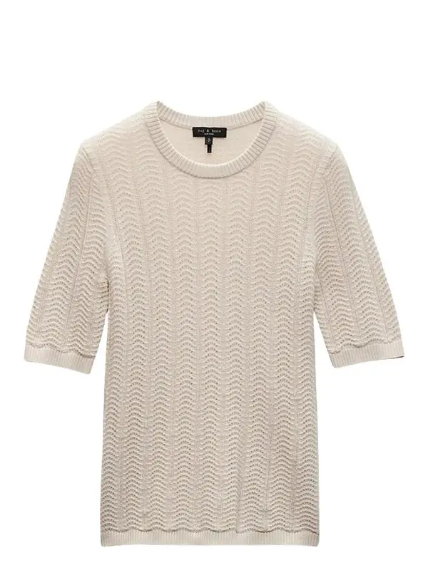 Rag & Bone Francesca Merino Wool Short Sleeve Sweater - Oat Multi