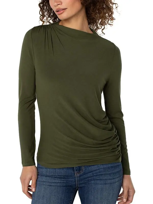 LIVERPOOL Ruched Top - Forest Shade