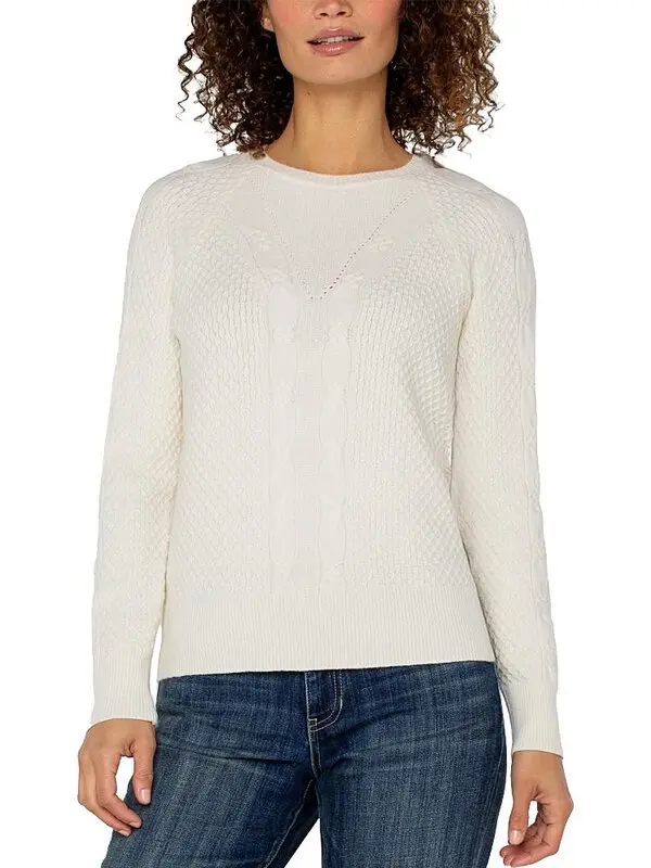 LIVERPOOL Cable Knit Sweater - Alabaster