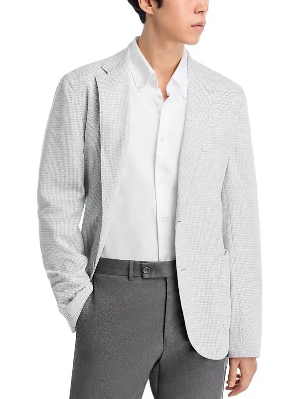 BOSS Hanry Houndstooth Jersey Slim Fit Unstructured Sport Coat - Silver