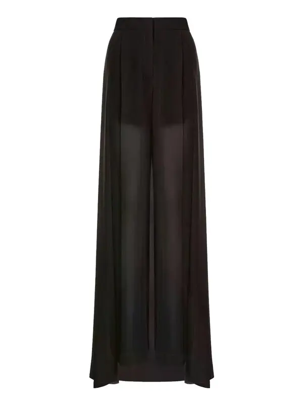 Alberta Ferretti Semi-sheer Wide Leg Trousers - Black