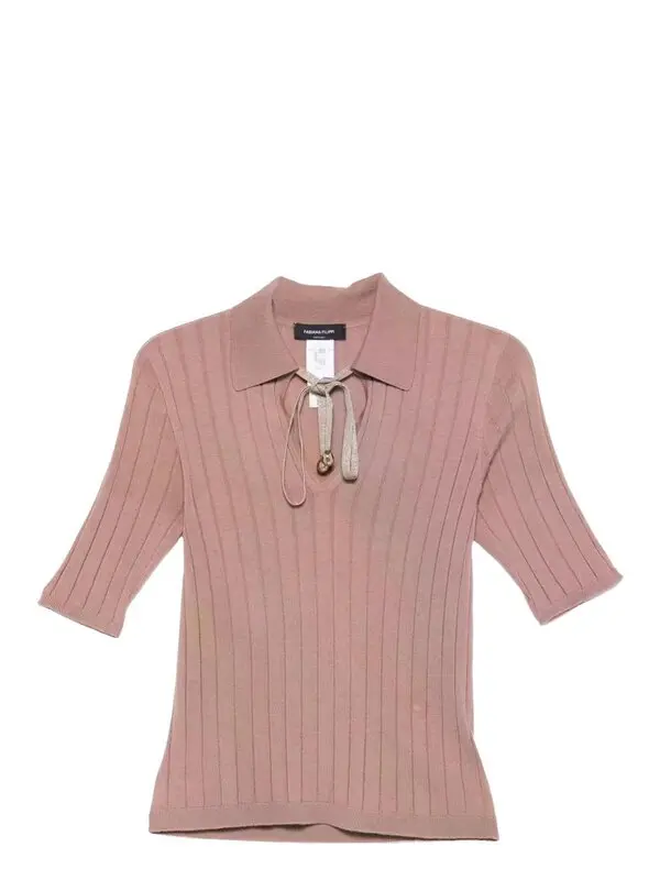 Fabiana Filippi Ribbed Tie-neck Top - Pink