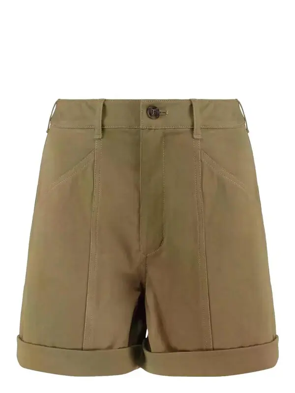 YVES SALOMON Cuffed Cotton Shorts - Green