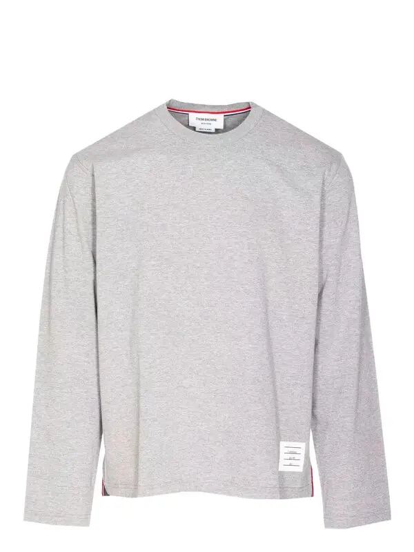 Thom Browne Stripe-detail Cotton Sweater - Grey