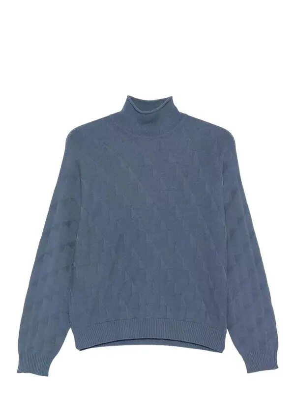 Emporio Armani High-neck Diamond-pattern Sweater - Blue