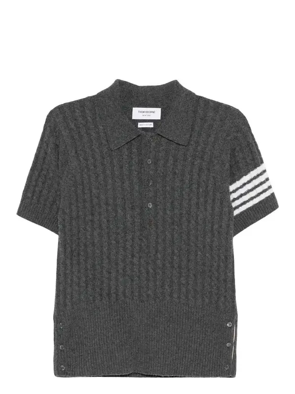 Thom Browne 4-bar Cashmere Polo Shirt - Grey