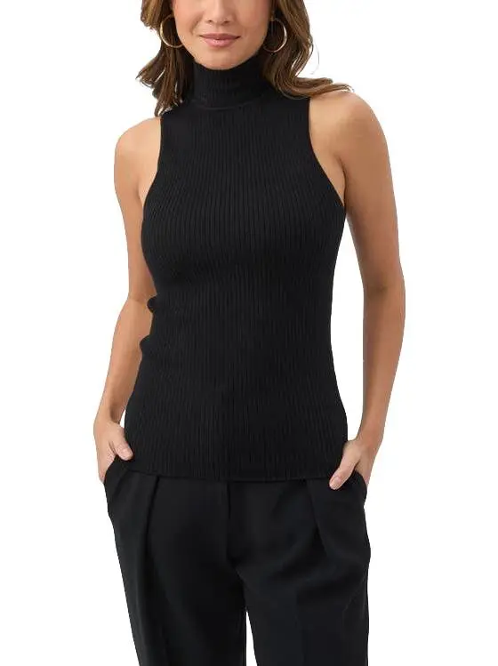 Trina Turk Westhampton Ribbed Turtleneck Top - Black