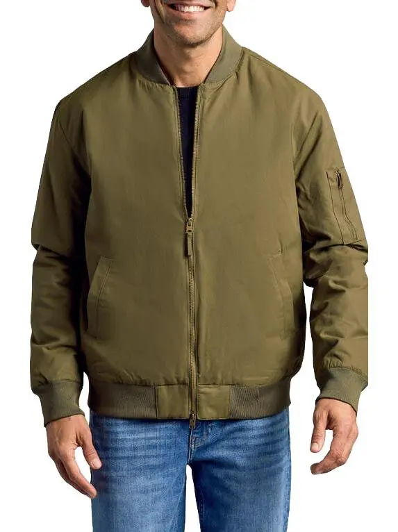 True Classic Water Resistant Cotton Blend Bomber Jacket - Army Green
