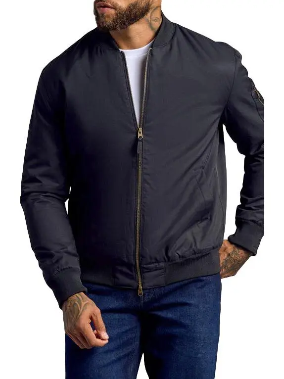 True Classic Water Resistant Cotton Blend Bomber Jacket - Black