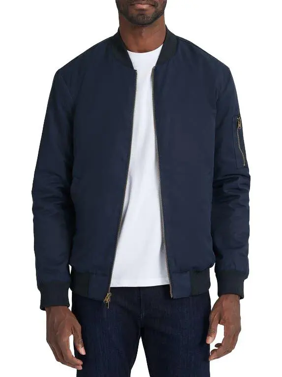True Classic Water Resistant Cotton Blend Bomber Jacket - Navy