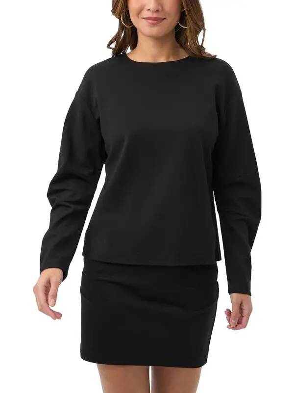 Trina Turk Savoy Long Sleeve Ponte Top - Black