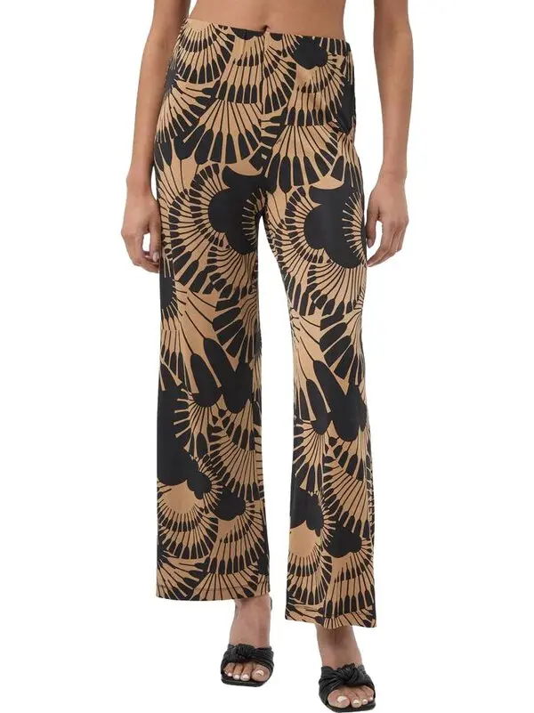 Trina Turk Atoll Printed Jersey Pant - Black/camel