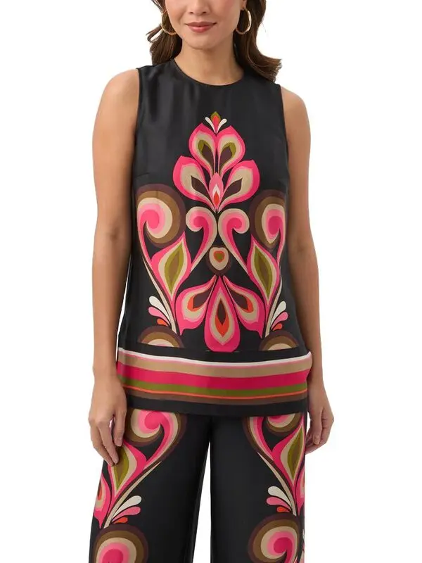 Trina Turk Malema Border Print Sleeveless Top - Multi