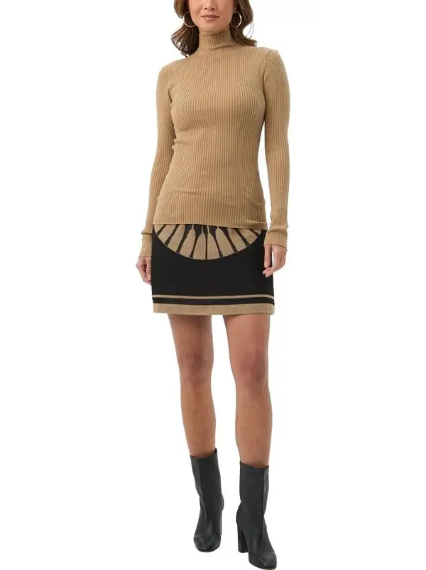Trina Turk Hempstead Ribbed Turtleneck Sweater - Camel