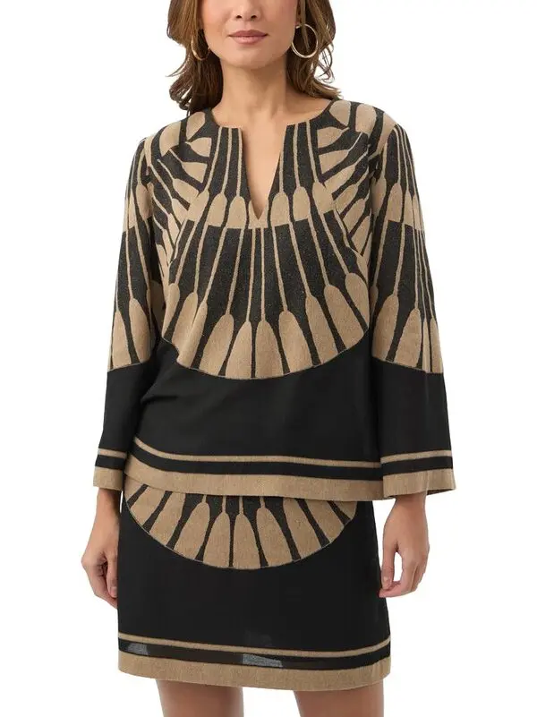 Trina Turk Amy Fil Coupe Top - Black/camel