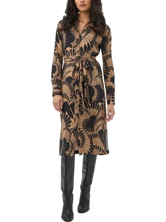 Trina Turk Radio City Printed Jersey Shirt Dress - Black/camel