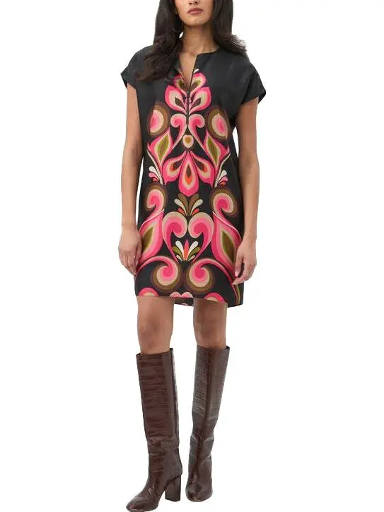 Trina Turk Wedge-shaped Zip-front Dress - Multi
