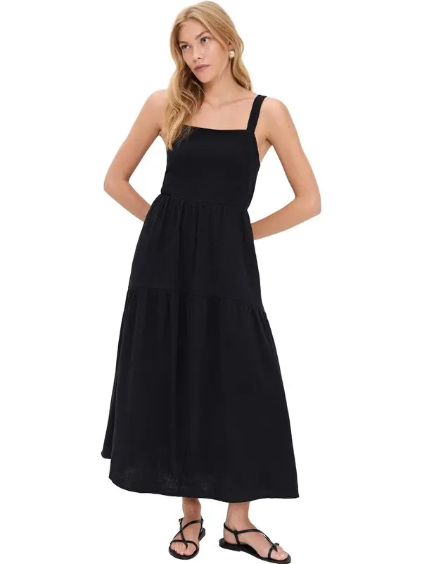 FAVORITE DAUGHTER Crepe Gauze Maxi Dress - Black