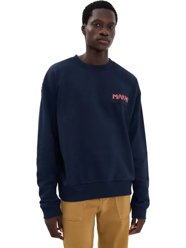 Marni Logo Patch Sweatshirt - Blue Kyanite