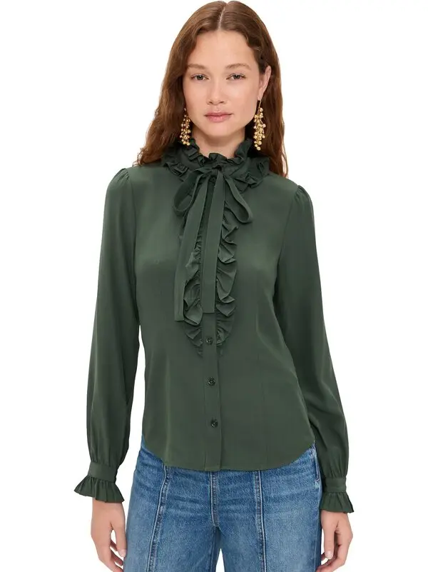 Ulla Johnson Catroux Silk Blouse - Cypress
