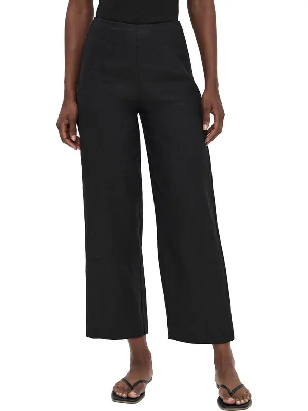 Posse Noelle Wide Leg Linen Pants - Black