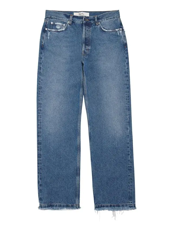 Séfr Frayed Wide-leg Jeans - Blue