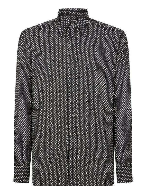 TOM FORD Cotton Voile Micro Pois Shirt - Black