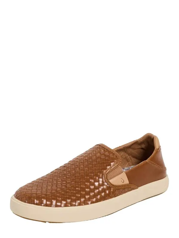 Olukai Lae'ahi Lauhala Woven Leather Sneakers - Fox