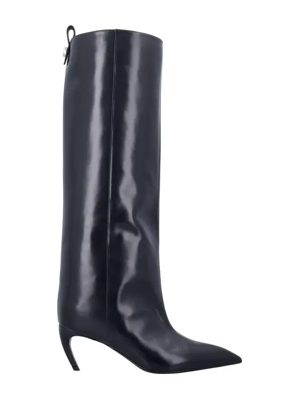 Attico Pointed Toe Mid-calf Boots - Black