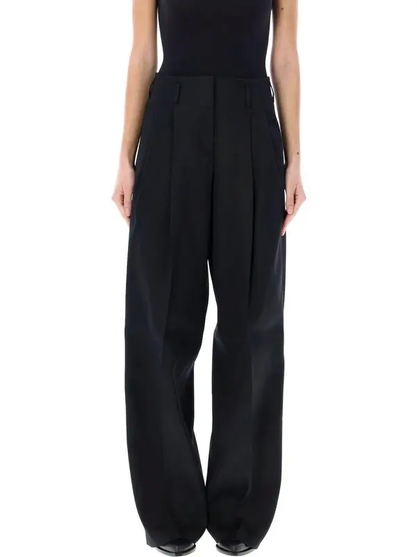 GOLDEN GOOSE Wool Flavia Wide Leg Trousers - Black