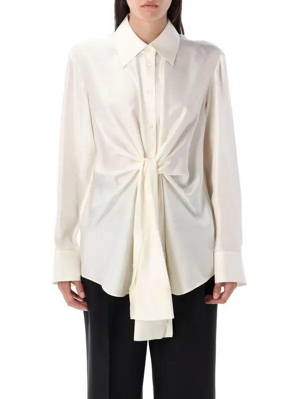 RÓHE Silk Knotted Shirt - White