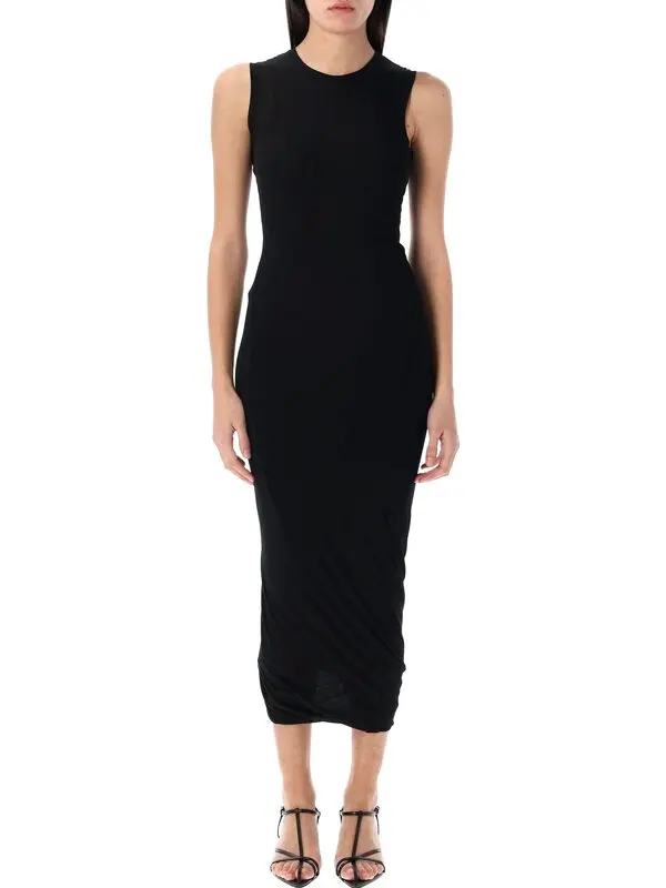JIL SANDER Light Crepe Cotton Jersey Midi Dress - Black