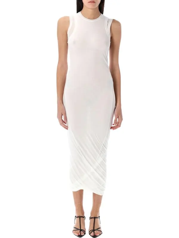 JIL SANDER Light Crepe Cotton Jersey Midi Dress - White