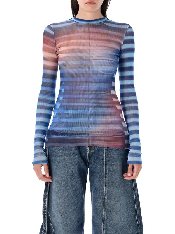Jean Paul Gaultier Long Sleeve Top - Light Blue Peach
