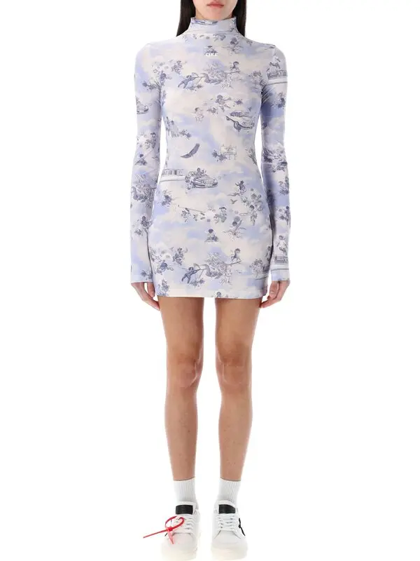 Off White Fresco Short Dress - White Lillac