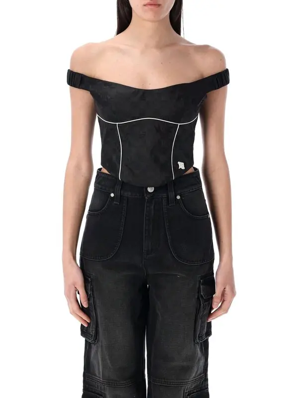 MISBHV Monogram Nylon Corset Top - Black